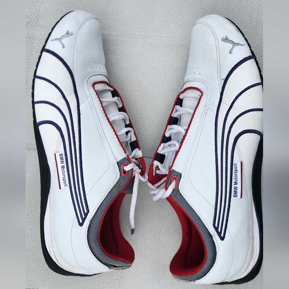 Puma Bmw Motorsport Men's Leather Sneakers Wht/ Red I… - Gem